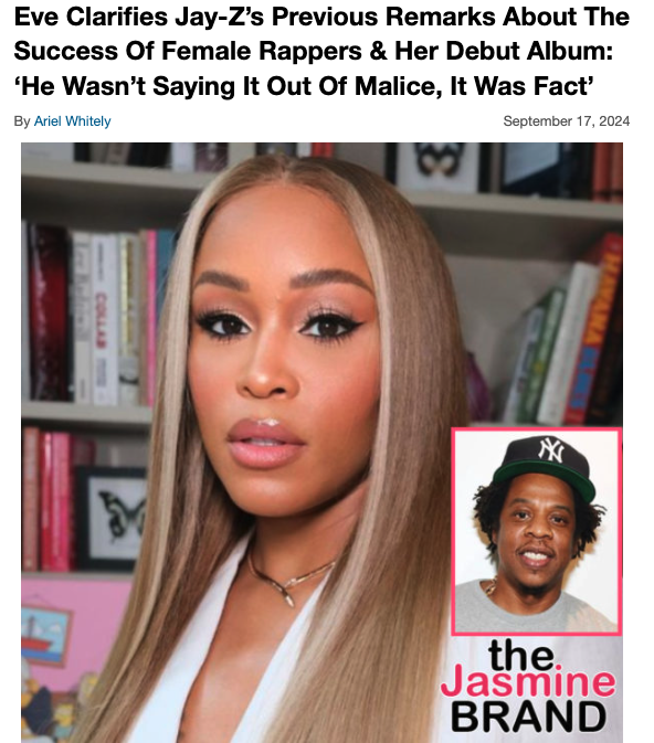 Eve Says She 'Got A Call' After Sharing Jay-Z's Old Remarks About Her Debut Album & The Limited ...
