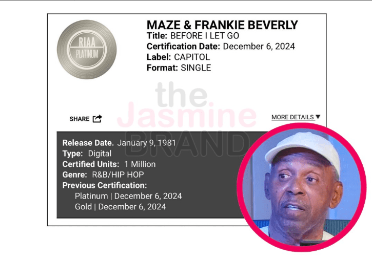 Maze & Frankie Beverly's 'Before I Let Go' Hits Platinum Status, 43 ...
