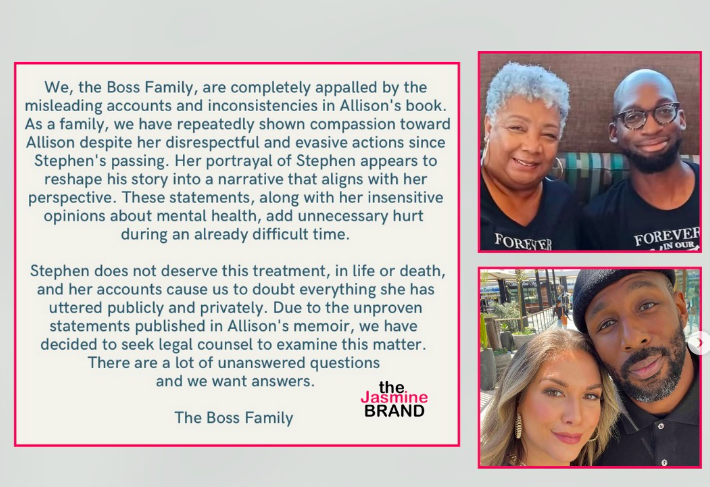 Stephen ’tWitch’ Boss’ Family To Seek Legal Counsel Following Drug Claims Made In Allison Holker ...